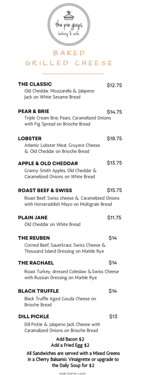 Gourmet A'la Cheese Menu - Served daily 1130-2 (Except Sundays) – The ...